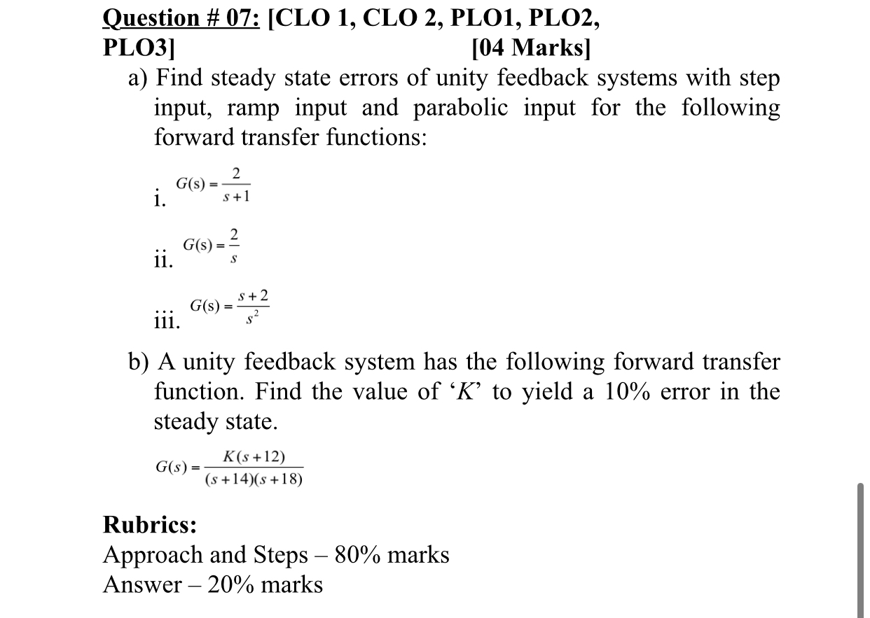 Solved Question # 07: (CLO 1, CLO 2, PLO1, PLO2, PLO3] [04 | Chegg.com