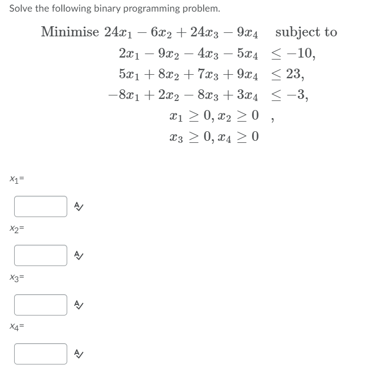 Solved Solve the following binary programming problem. | Chegg.com