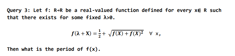 Solved Query 3: Let f:R→R ﻿be a real-valued function defined | Chegg.com