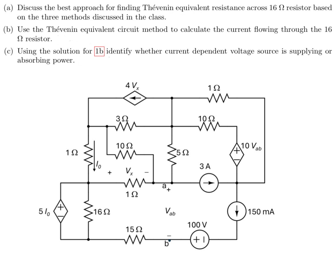 Solved 1) ﻿Discuss the best approach for finding Thévenin | Chegg.com