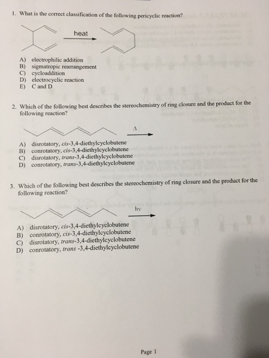 Solved 1. What is the correct classification of the | Chegg.com