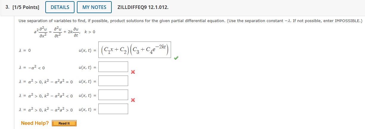 [Solved]: Use separation of variables to find, if possible,