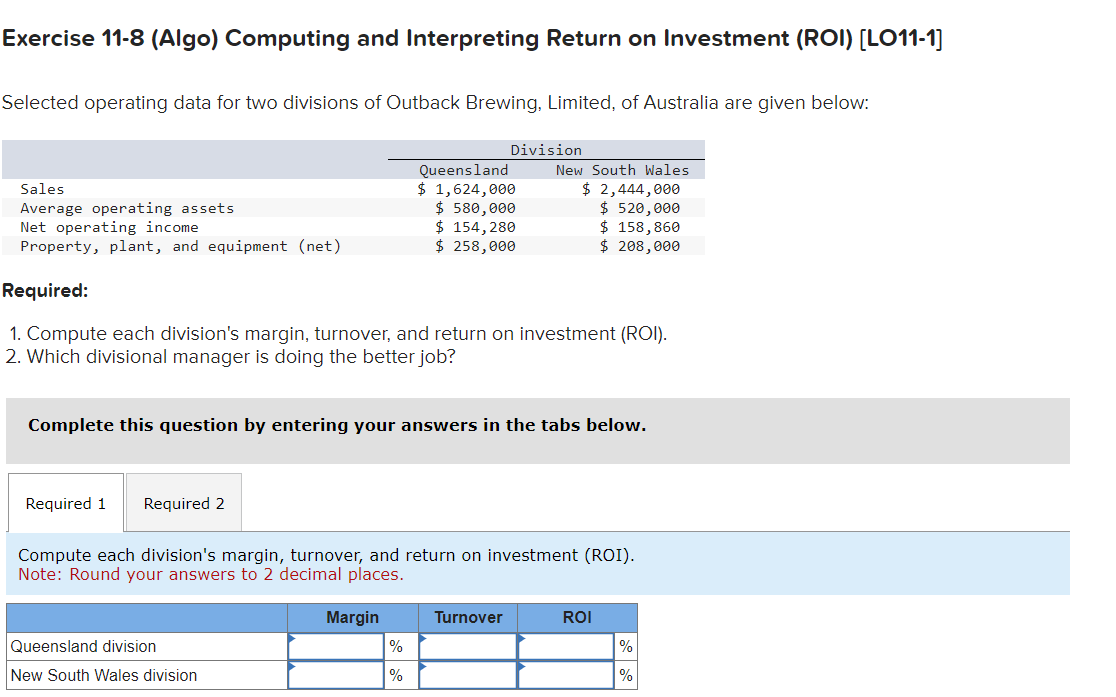 Solved Exercise 11-8 (Algo) Computing and Interpreting | Chegg.com