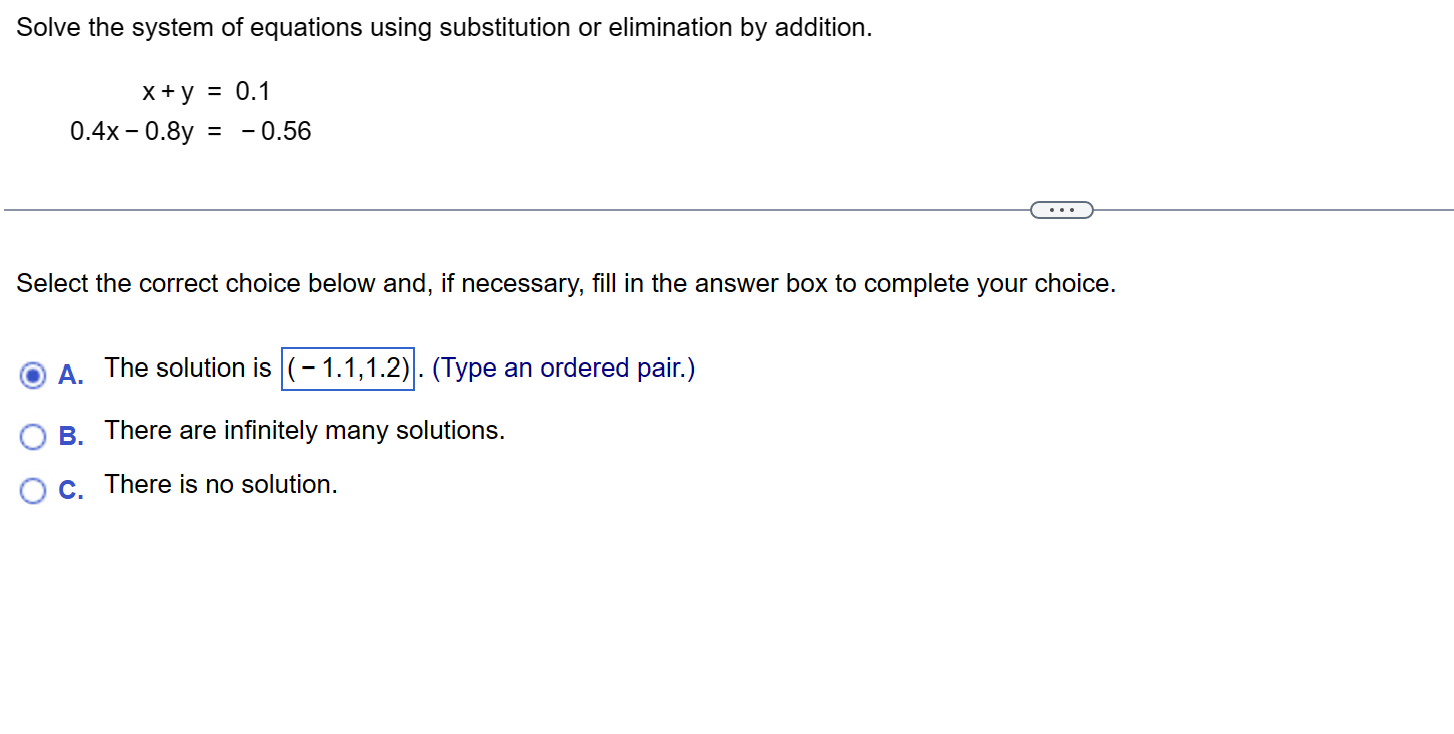 Solved Solve the system of equations using substitution or | Chegg.com