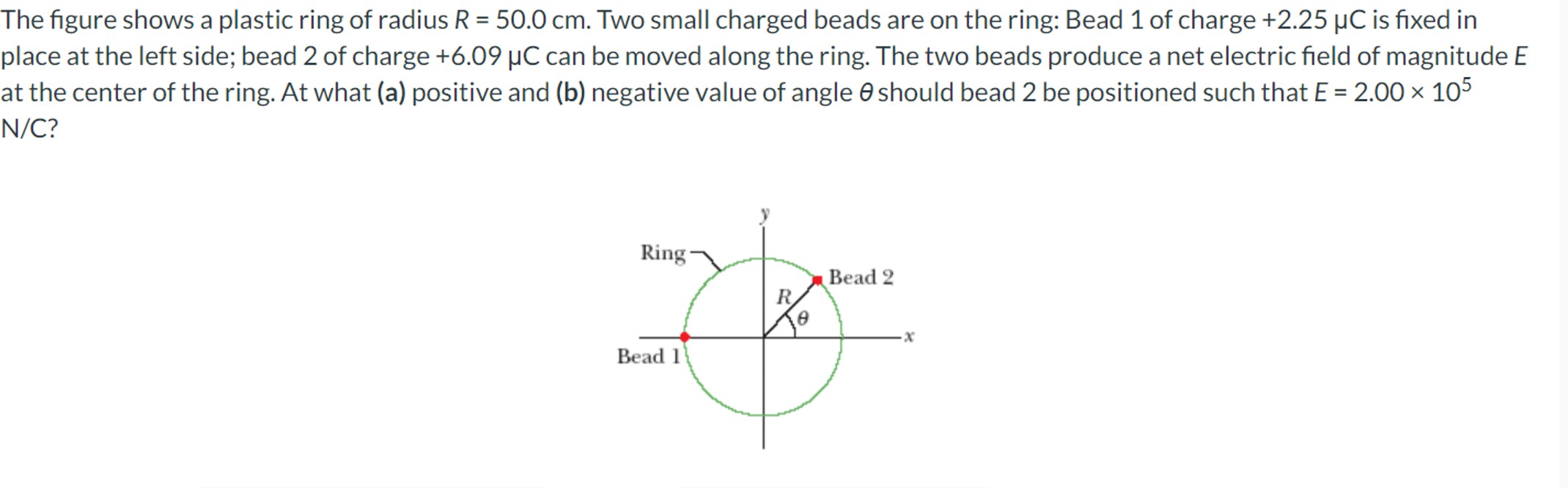 Solved The figure shows a plastic ring of radius R=50.0cm. | Chegg.com