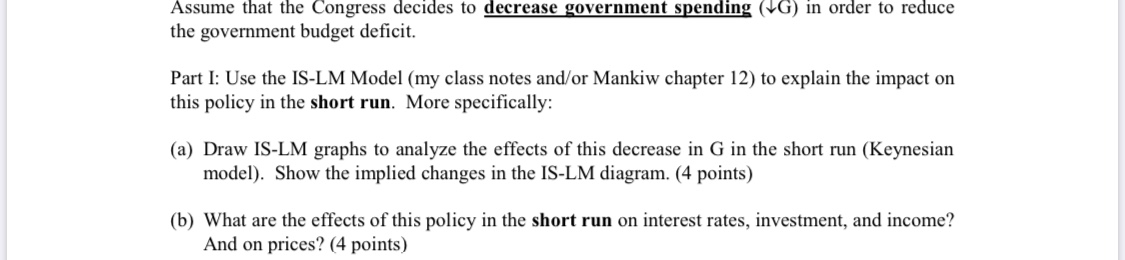 Solved Assume that the Congress decides to decrease | Chegg.com