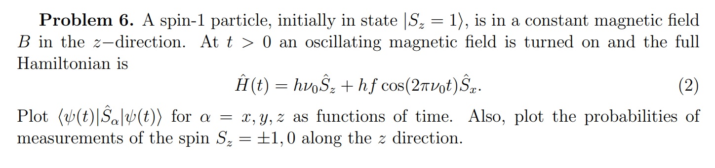 Solved Problem 6. A spin-1 particle, initially in state | Chegg.com