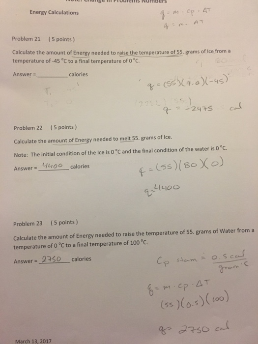 Solved Energy Calculations Problem 21 (5 points) Calculate | Chegg.com