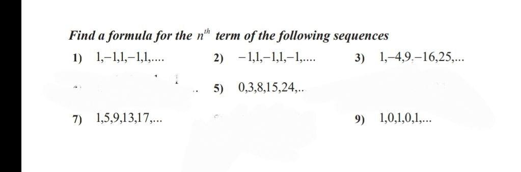 Solved Find a formula for the n'" term of the following | Chegg.com