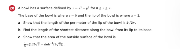 Solved A bowl has a surface defined by z=x2+y2 for 0≤z≤2. | Chegg.com
