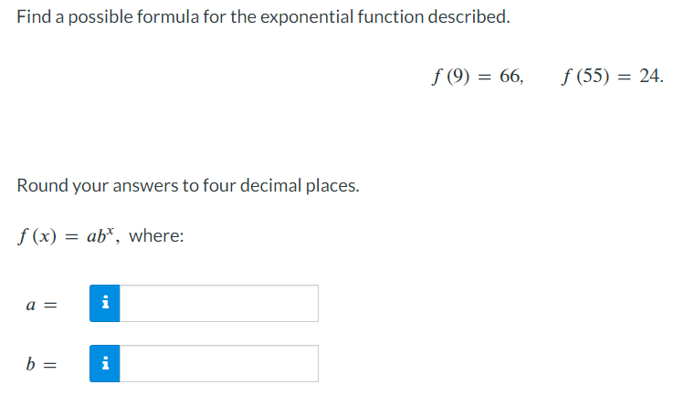 Solved Find a possible formula for the exponential function | Chegg.com