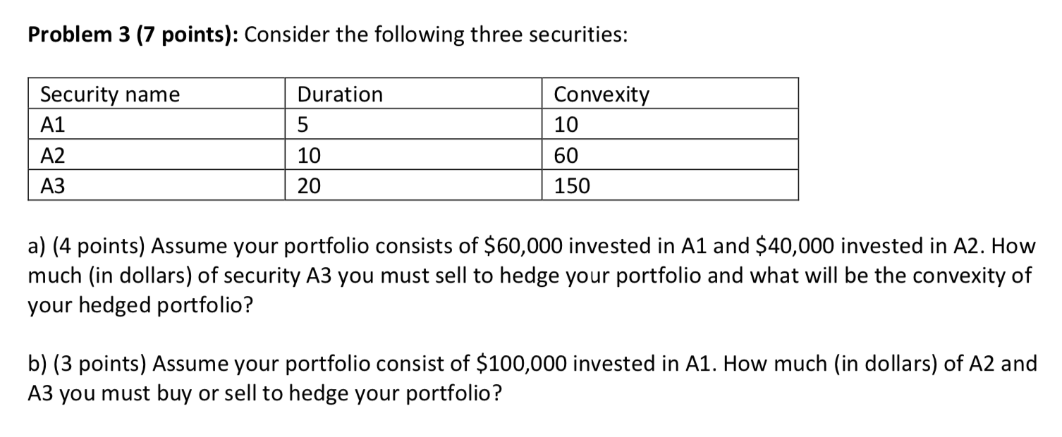 Solved Problem 3 (7 points): Consider the following three | Chegg.com