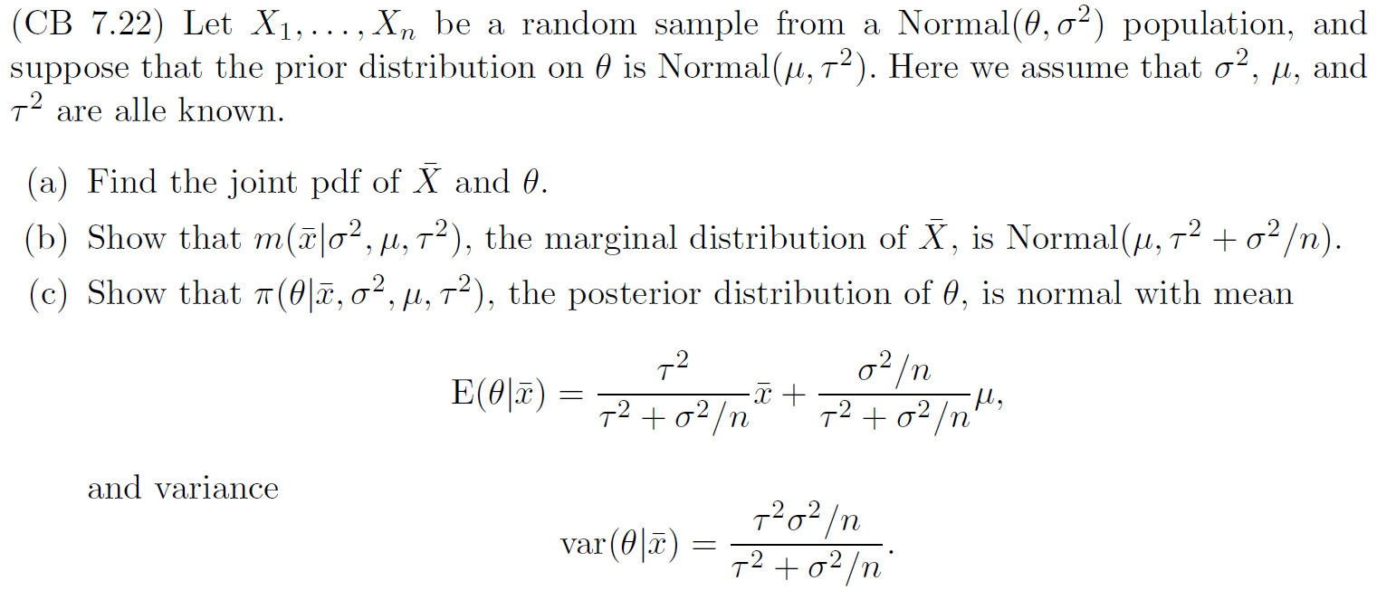 Solved (CB 7.22) Let X1,…,Xn be a random sample from a | Chegg.com