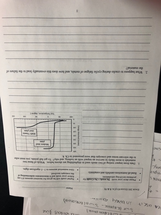 Solved es d- ENGR 201 EXAM#3(CH. 8 & 9) Name show your work: | Chegg.com