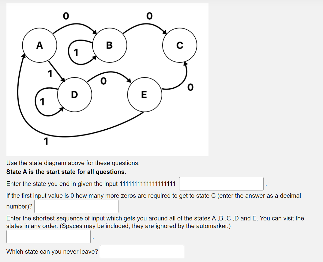 Solved Use the state diagram above for these questions. | Chegg.com