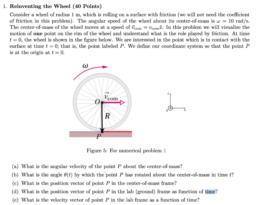 Solved 1. Reinventing the Wheel (40 Points) Consider a wheel | Chegg.com