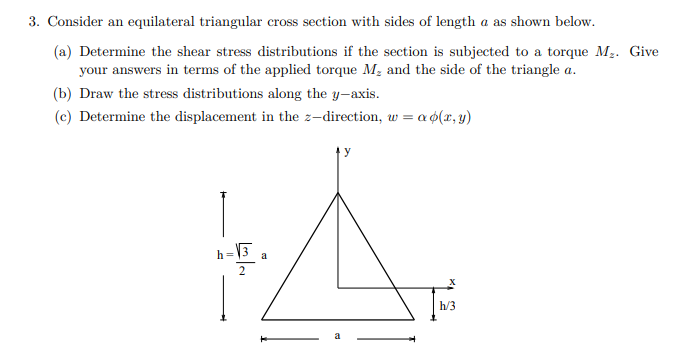 Solved Consider an equilateral triangular cross section with | Chegg.com