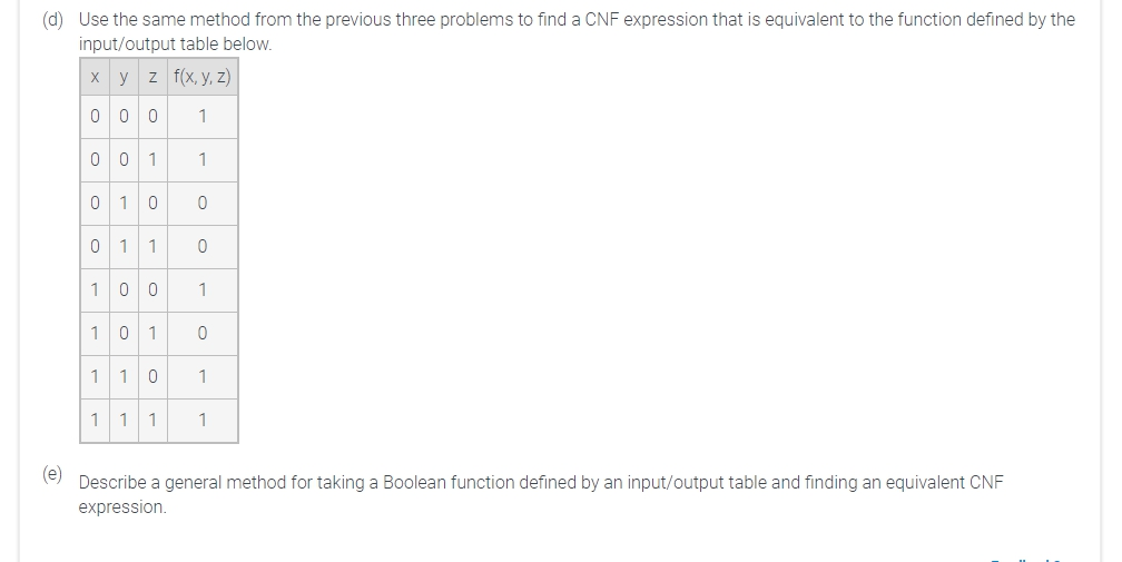Solved Exercise 5.3.2: CNF expressions for functions defined | Chegg.com