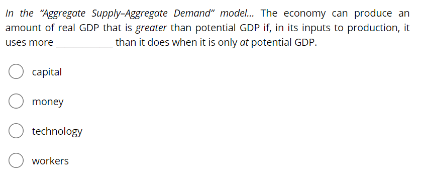 Solved In the "Aggregate Supply-Aggregate Demand" model... | Chegg.com