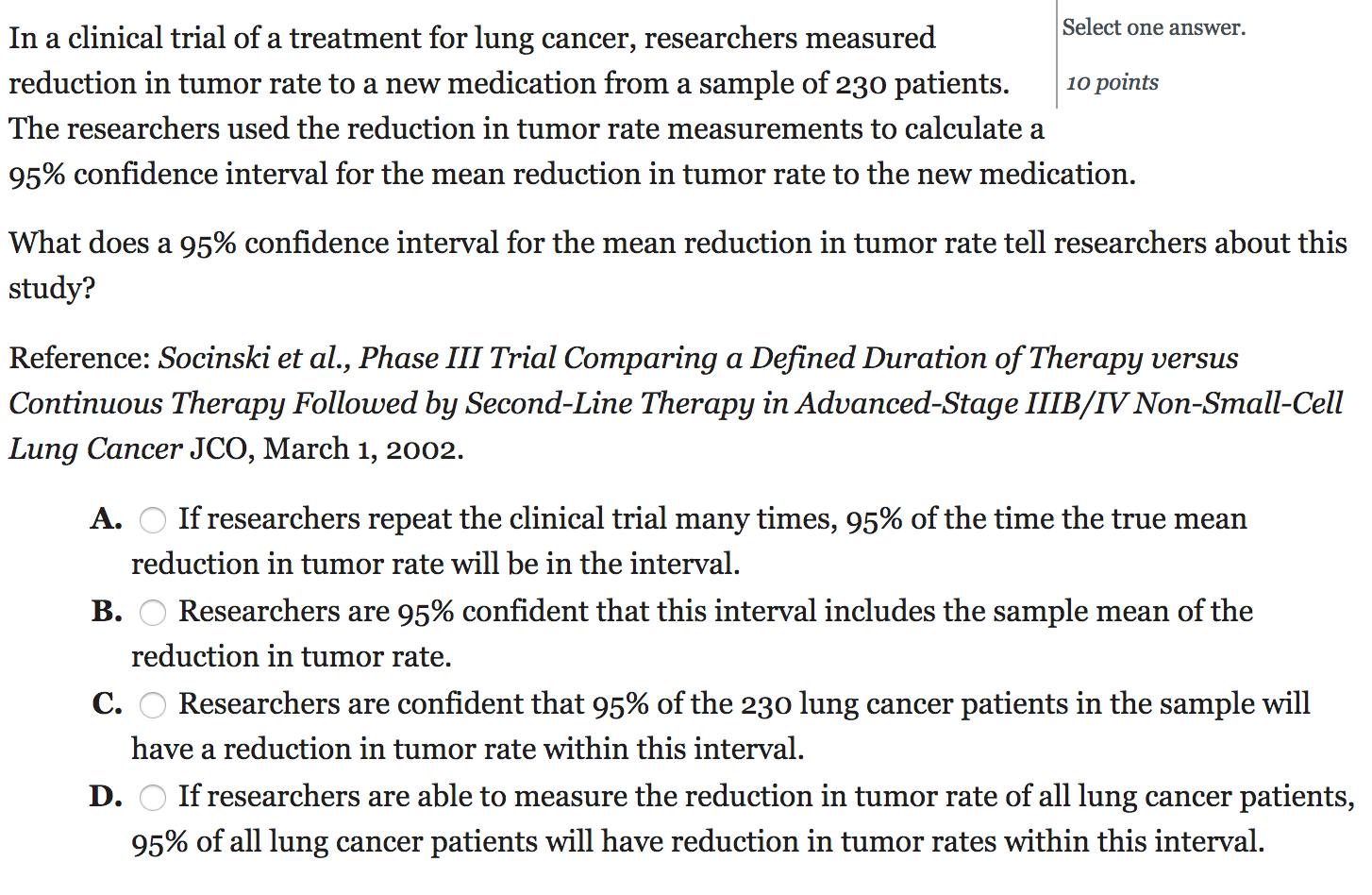 Solved Select one answer. In a clinical trial of a treatment | Chegg.com