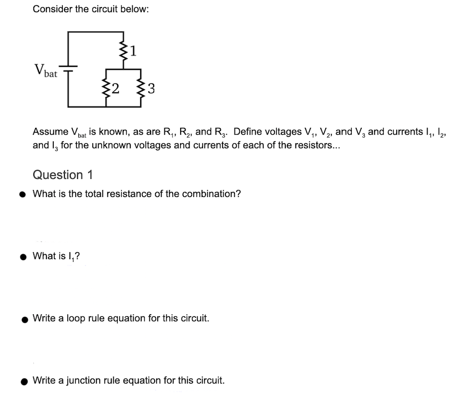 Solved Consider the circuit below: Vbat 2 33 Assume V bat is | Chegg.com