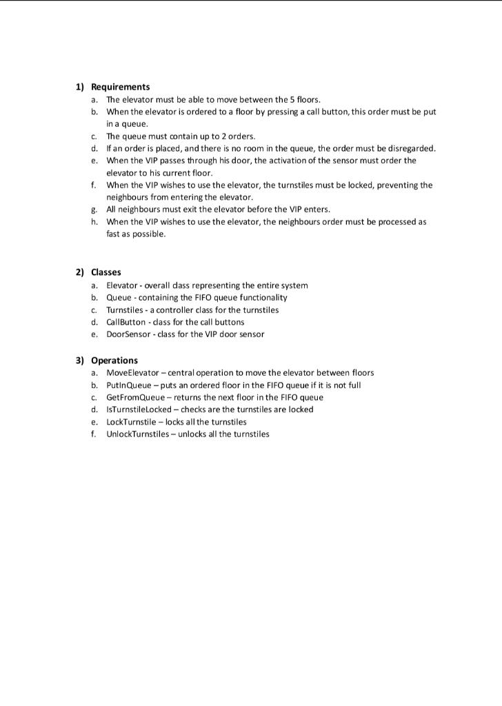 Solved 1) Requirements a. The elevator must be able to move | Chegg.com