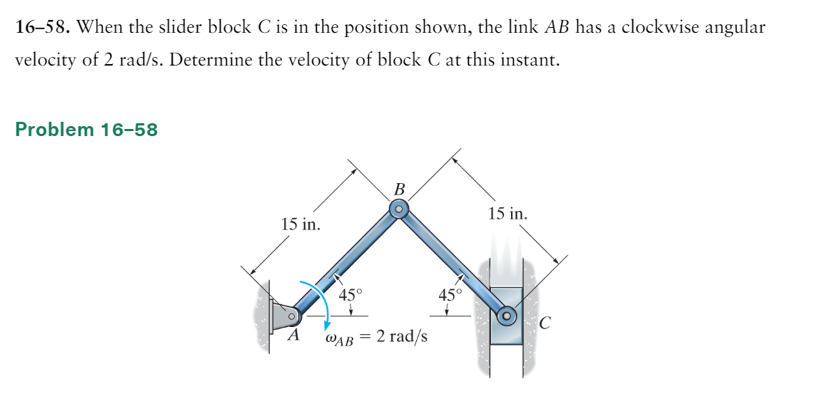 Solved 16-58. When the slider block C is in the position | Chegg.com