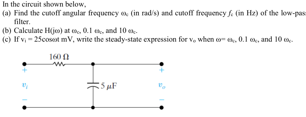 Solved In the circuit shown below, (a) Find the cutoff | Chegg.com