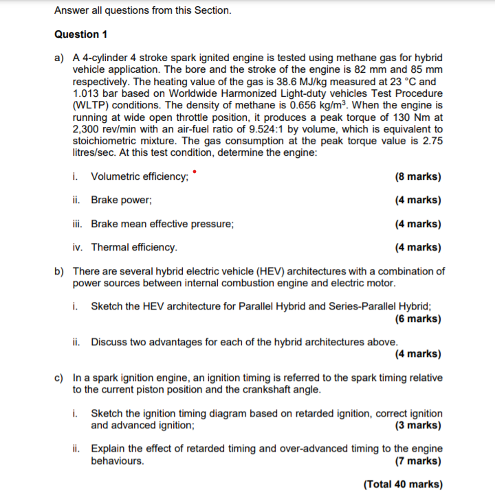 Solved A 4-cylinder 4 stroke spark ignited engine is tested | Chegg.com