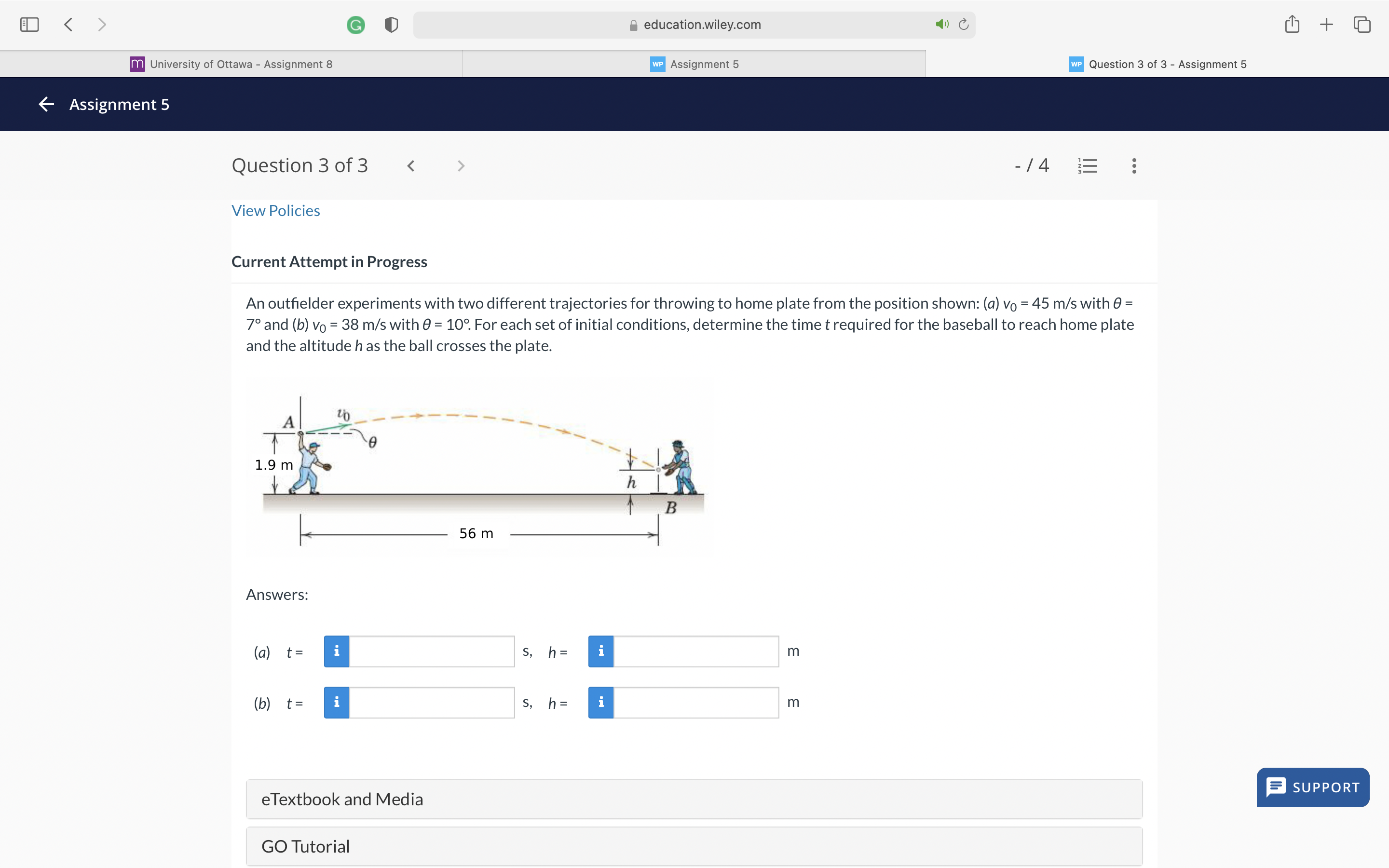 Solved An outfielder experiments with two different | Chegg.com