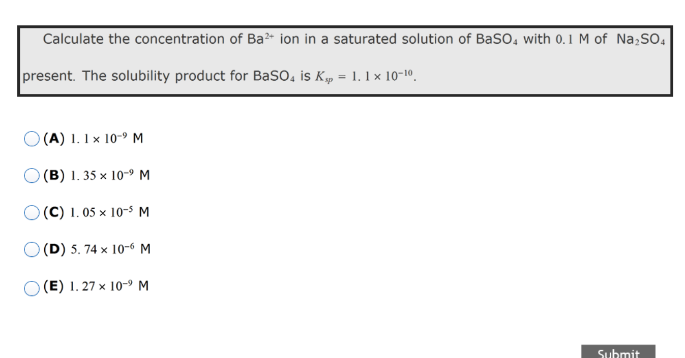 Solved Calculate the concentration of Ba2+ ion in a | Chegg.com