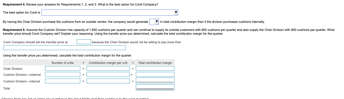 Solved The Conti Company is decentralized, and divisions are | Chegg.com