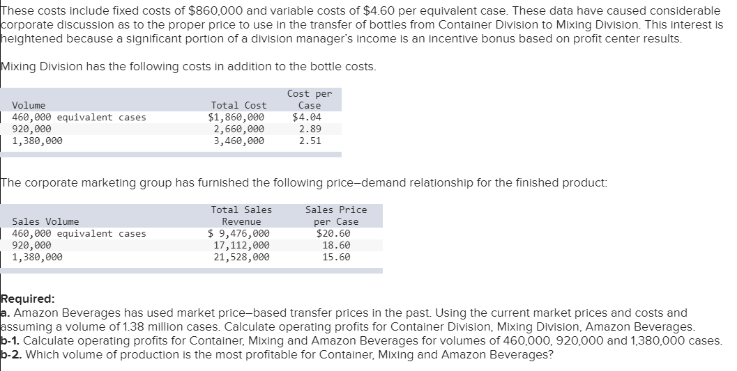 Solved Amazon Beverages produces and bottles a line of soft | Chegg.com