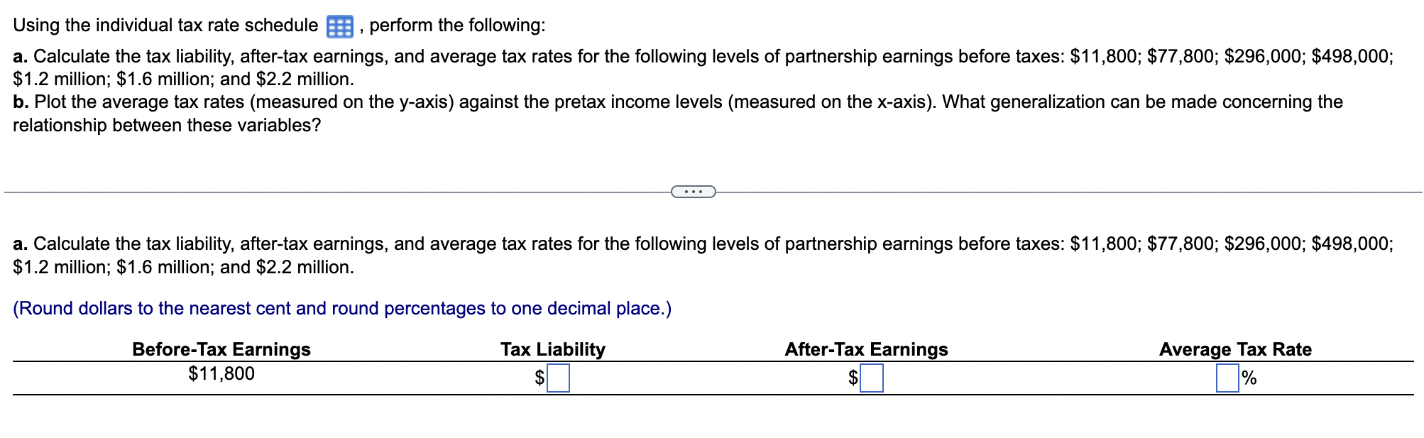 Solved Using the individual tax rate schedule , perform the | Chegg.com