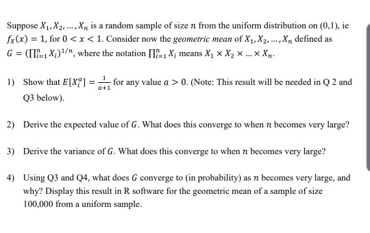 Solved Suppose X1,X2,,Xn is a random sample of size n from | Chegg.com