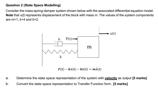 Solved Question 2 State Space Modelling Consider The