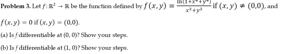 Solved Problem 3. Let f:R2→R be the function defined by | Chegg.com