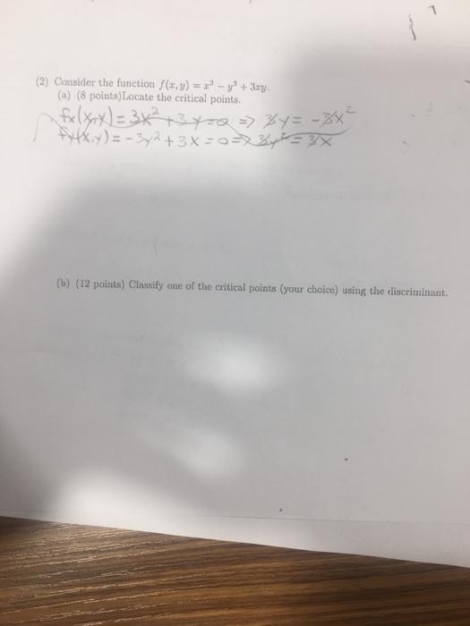 Solved Consider the function f(x, y) = x^3 - y^3 + 3xy. (a) | Chegg.com