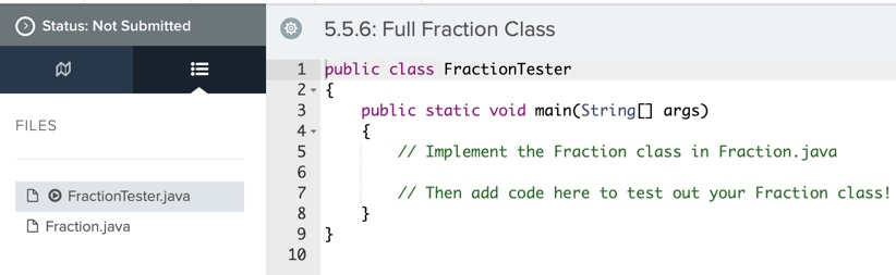 Solved Status: Not Submitted 5.5.6: Full Fraction Class 1 | Chegg.com