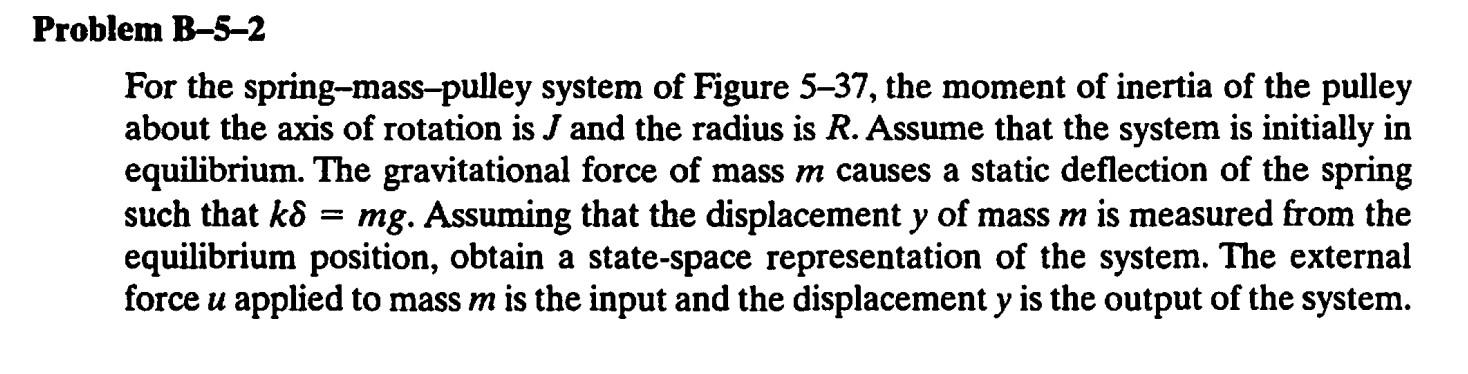 Solved For the spring-mass-pulley system of Figure 5-37, the | Chegg.com