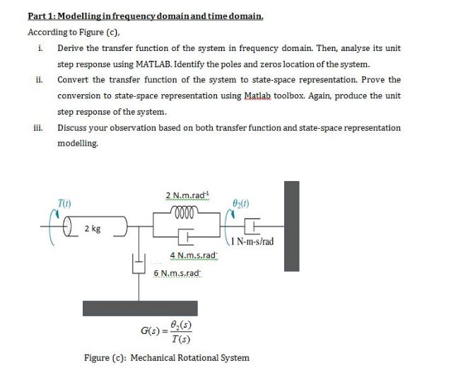 Part 1: Modelling in frequency domain and time | Chegg.com