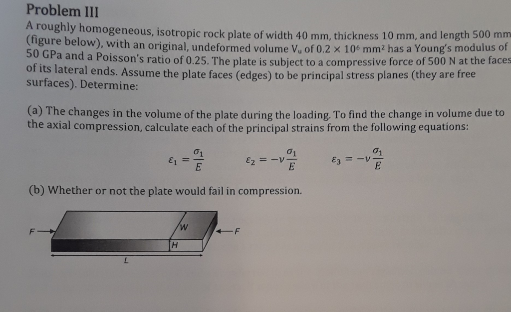 Solved Problem III A roughly homogeneous, isotropic rock | Chegg.com