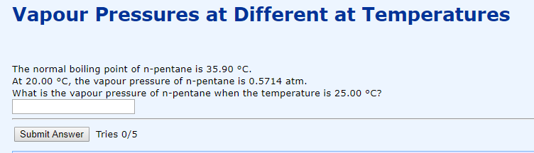Solved Vapour Pressures at Different at Temperatures The | Chegg.com