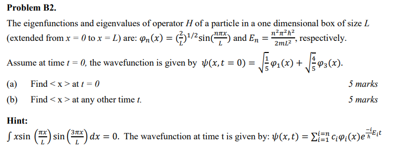 Solved Problem B2. The eigenfunctions and eigenvalues of | Chegg.com