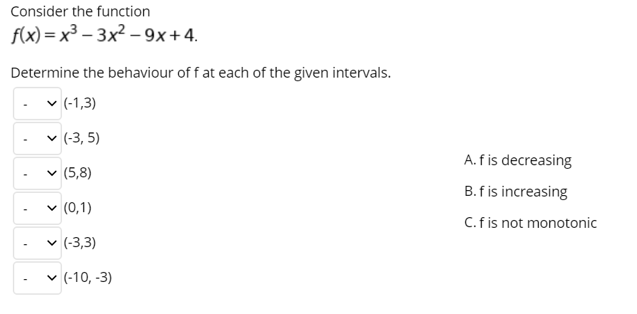 Solved Consider the function f(x)= x3 - 3x2 - 9x+4. | Chegg.com