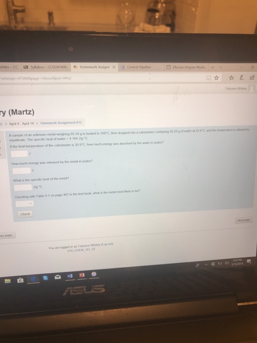 Solved a sample of an unkown metal weighing 65.34 g is | Chegg.com