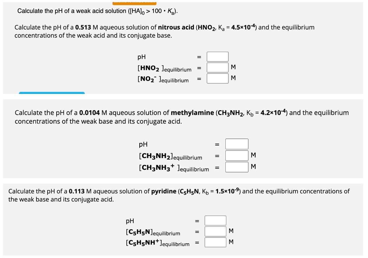 Solved Calculate the pH of a weak acid solution | Chegg.com