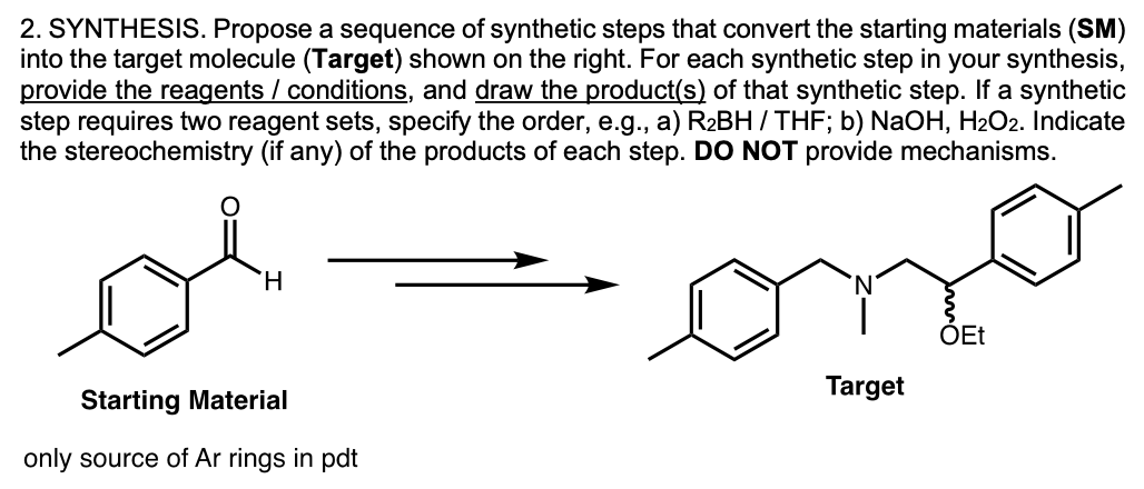 Solved 2. ﻿SYNTHESIS. Propose a sequence of synthetic steps | Chegg.com