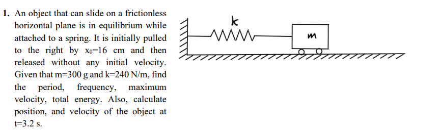Solved 1. An object that can slide on a frictionless | Chegg.com