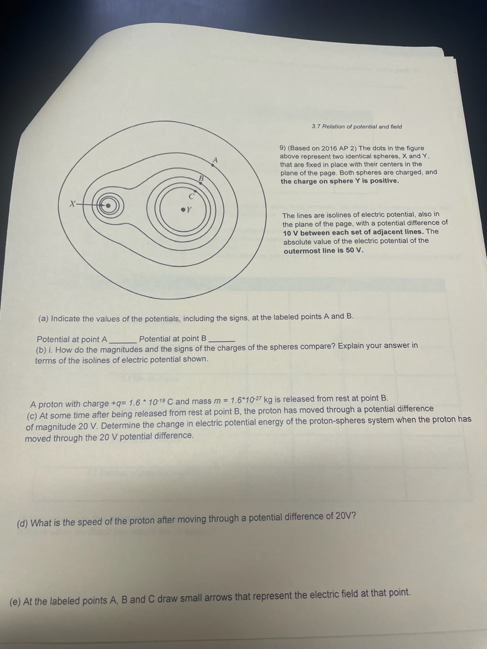 Solved 9) (Based on 2016 AP 2) The dots in the figure above | Chegg.com